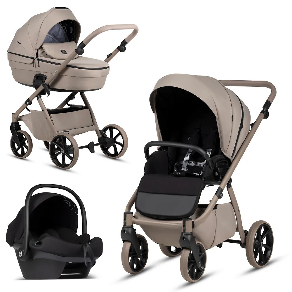 Детская коляска 3в1 Tutis Uno 6+, Elo Lux Edu Sky, цвет Taupe (Серо-бежевый)
