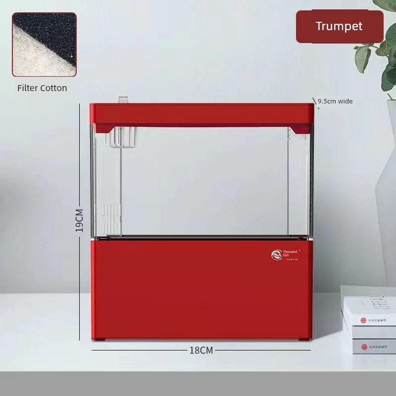 Красный мини-аквариум из акрила с насосом и фильтрующим патроном - компактный 22x11.5x23.5 см для домашнего декора