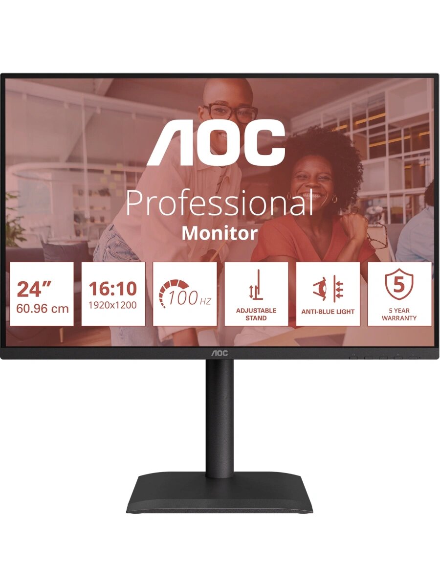 24" Монитор AOC X24E4U, 1920x1200, IPS, 100Гц, 1хHDMI, 1хDP, черный