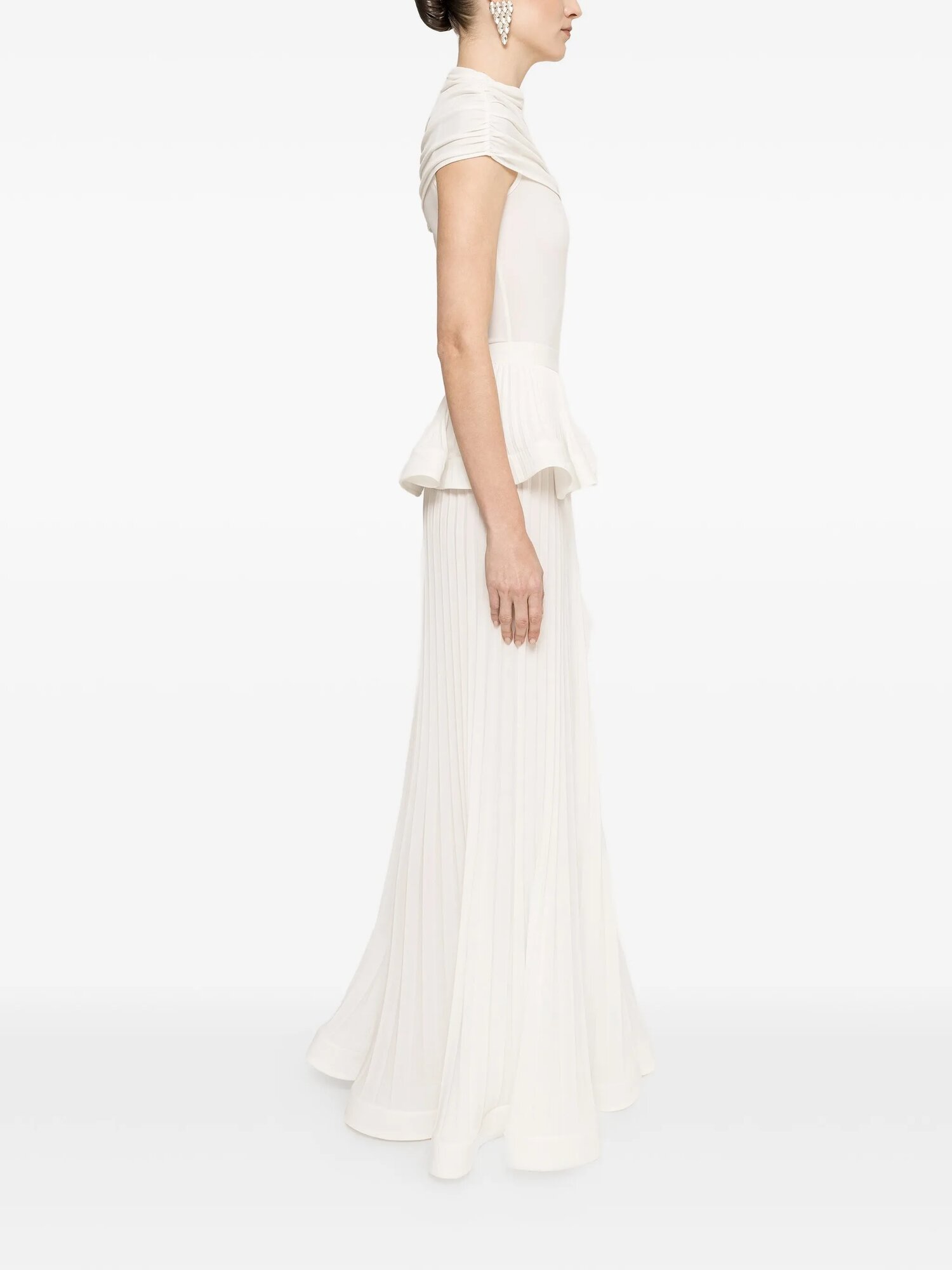 Брюки палаццо Nissa Pleated palazzo pants, размер 36, бежевый/белый — фото 1