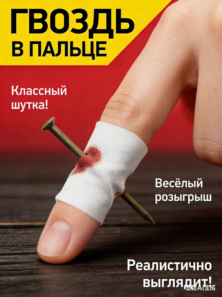 Гвоздь в пальце пранк прикол, игрушка для фокусов