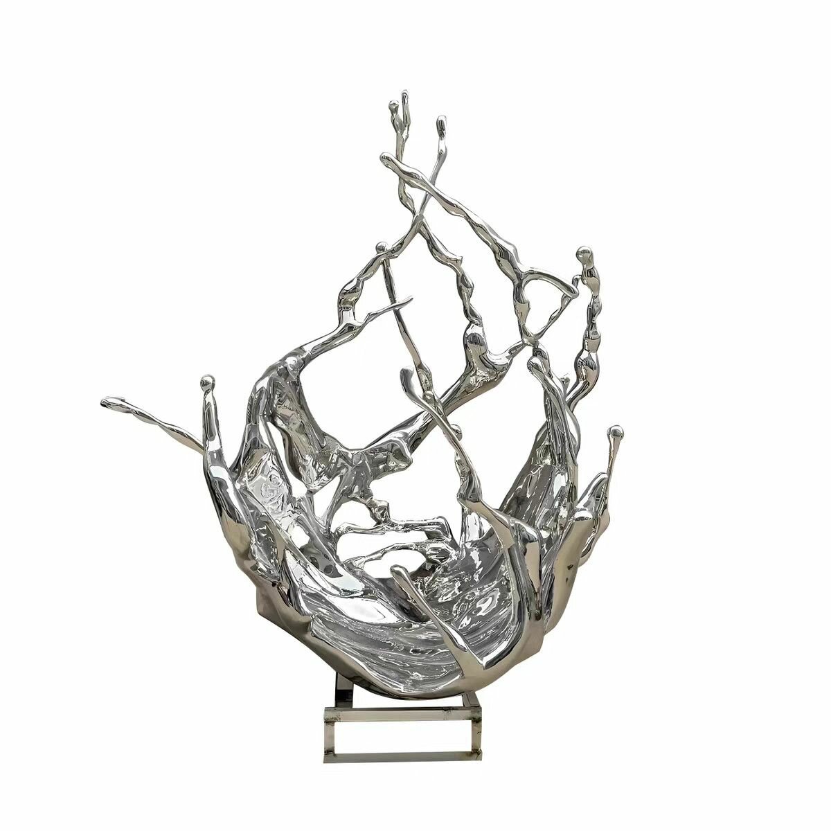 Индивидуальная скульптура из нержавеющей стали для использования на открытом воздухе, крупномасштабное абстрактное художественное изделие из металла для украшения площади кампуса.