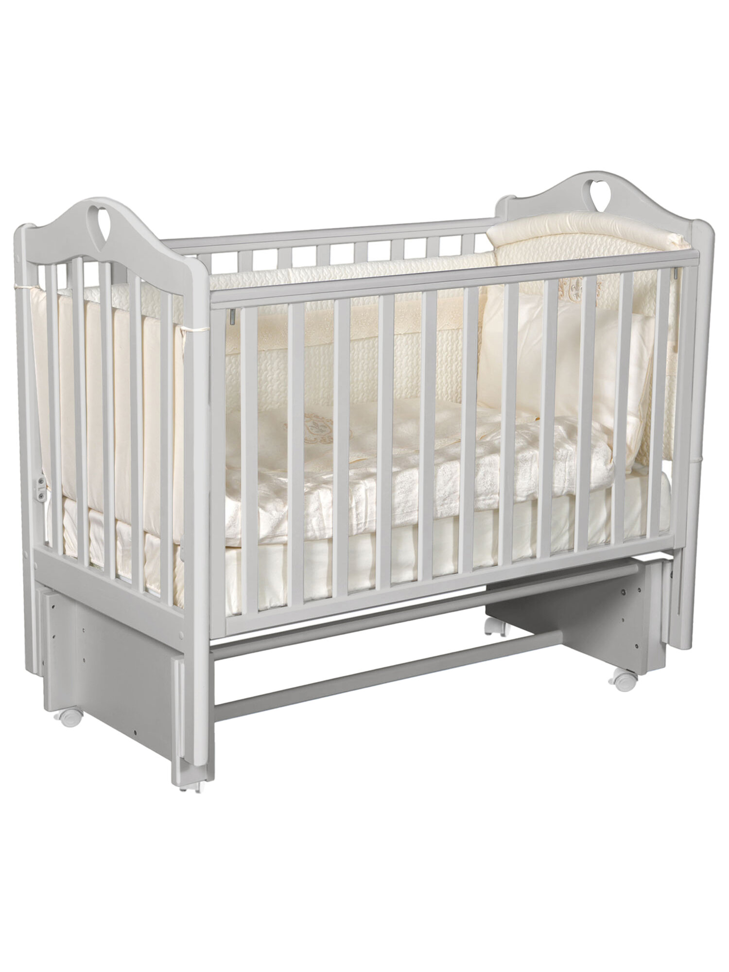 Кроватка детская для новорожденных Антел Дарина-1, универсальный маятник, колеса, автостенка, лунная ночь