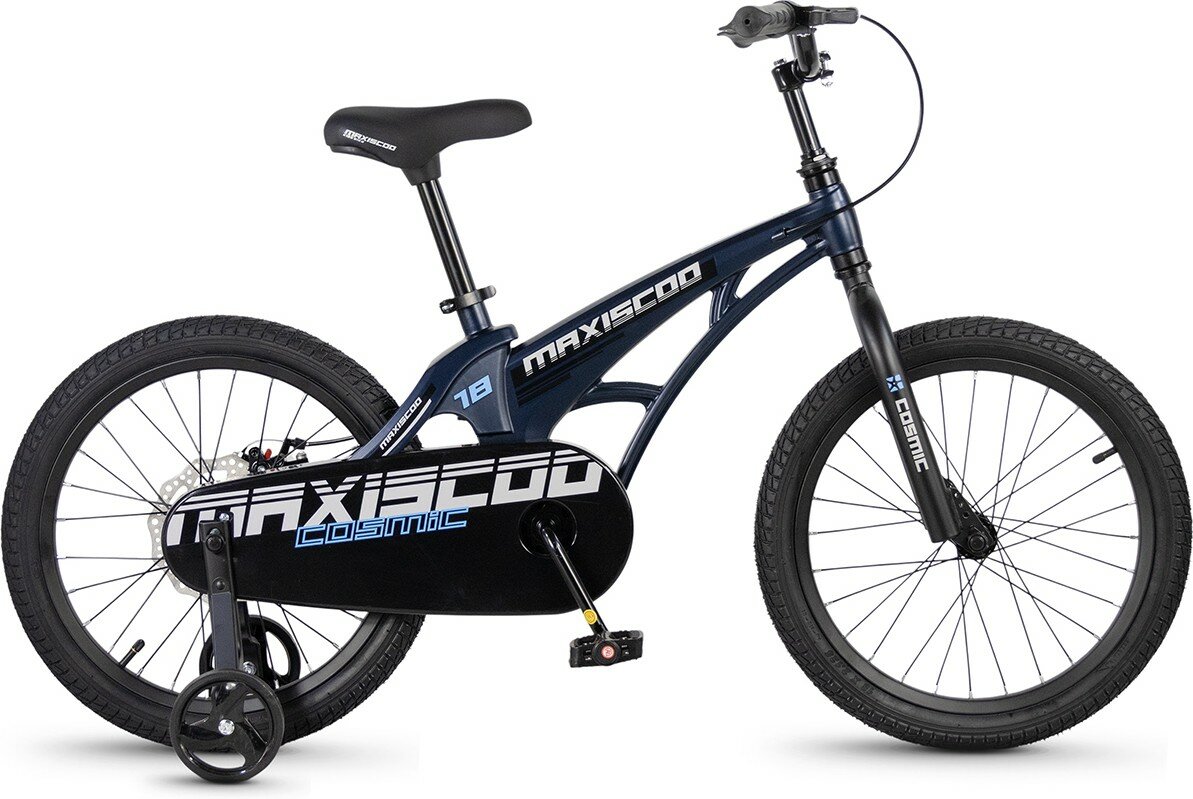 Велосипед Maxiscoo Cosmic 18 Базовая комплектация (2026), рама магниевый сплав, цвет Синий