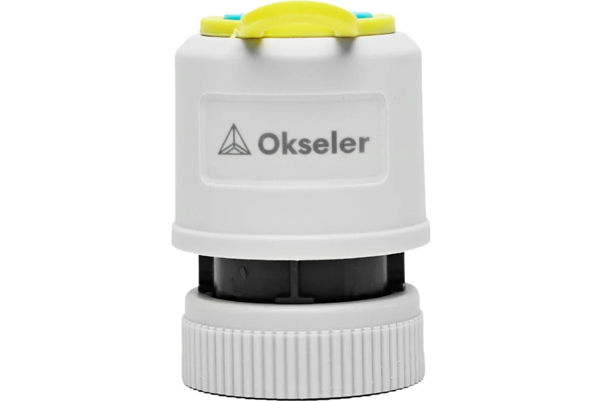 Сервопривод Okseler Mini M30x1.5 230 В, нормально‑закрытый, из пластика, 360° угол поворота, рабочий диапазон – от -5 до +60 °C, степень защиты IP41, подходит для тёплого пола и системы автоматики отопления.