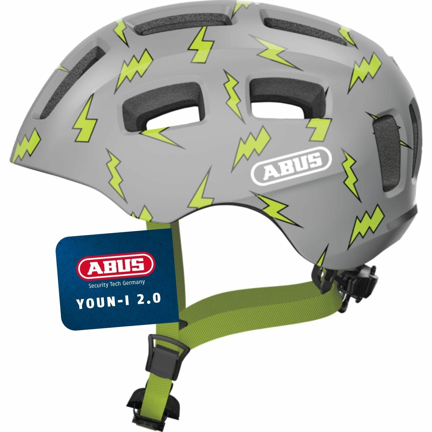 DECATHLON Шлем защитный ABUS Youn-I 2.0, серый/зеленый/белый, 48-54 см