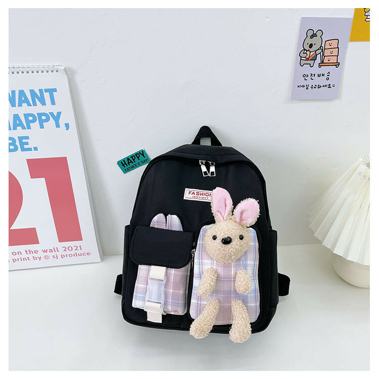 Рюкзак charming bear rabbit kindergarten, кролик, черный, дышащий, износостойкий, для мальчиков и девочек 3-6 лет