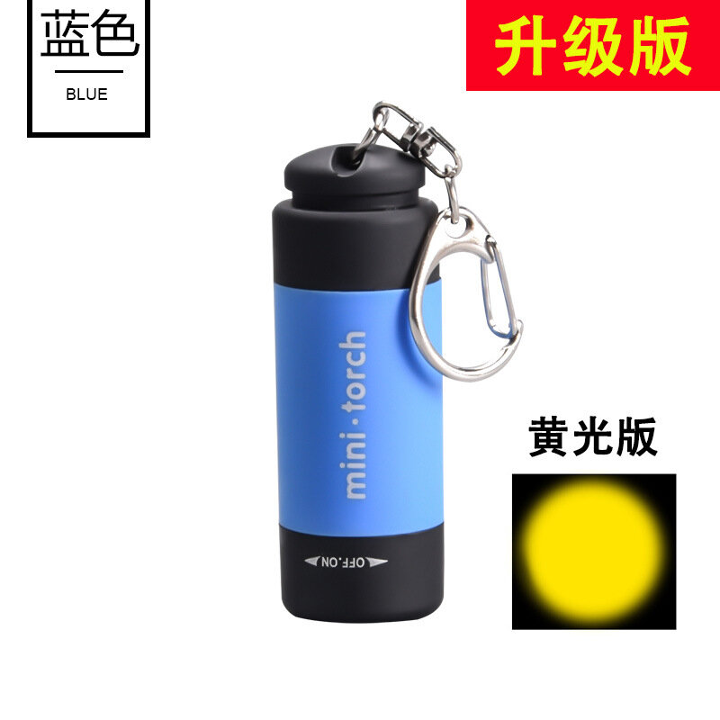 Синий светодиодный мини-фонарик с теплым желтым светом, перезаряжаемый, водонепроницаемый, компактный для походов и