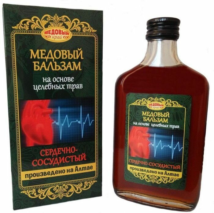 Питьевой бальзам Медовый край Медовый Сердечно-Сосудистый 250 мл, на травах, безалкогольный