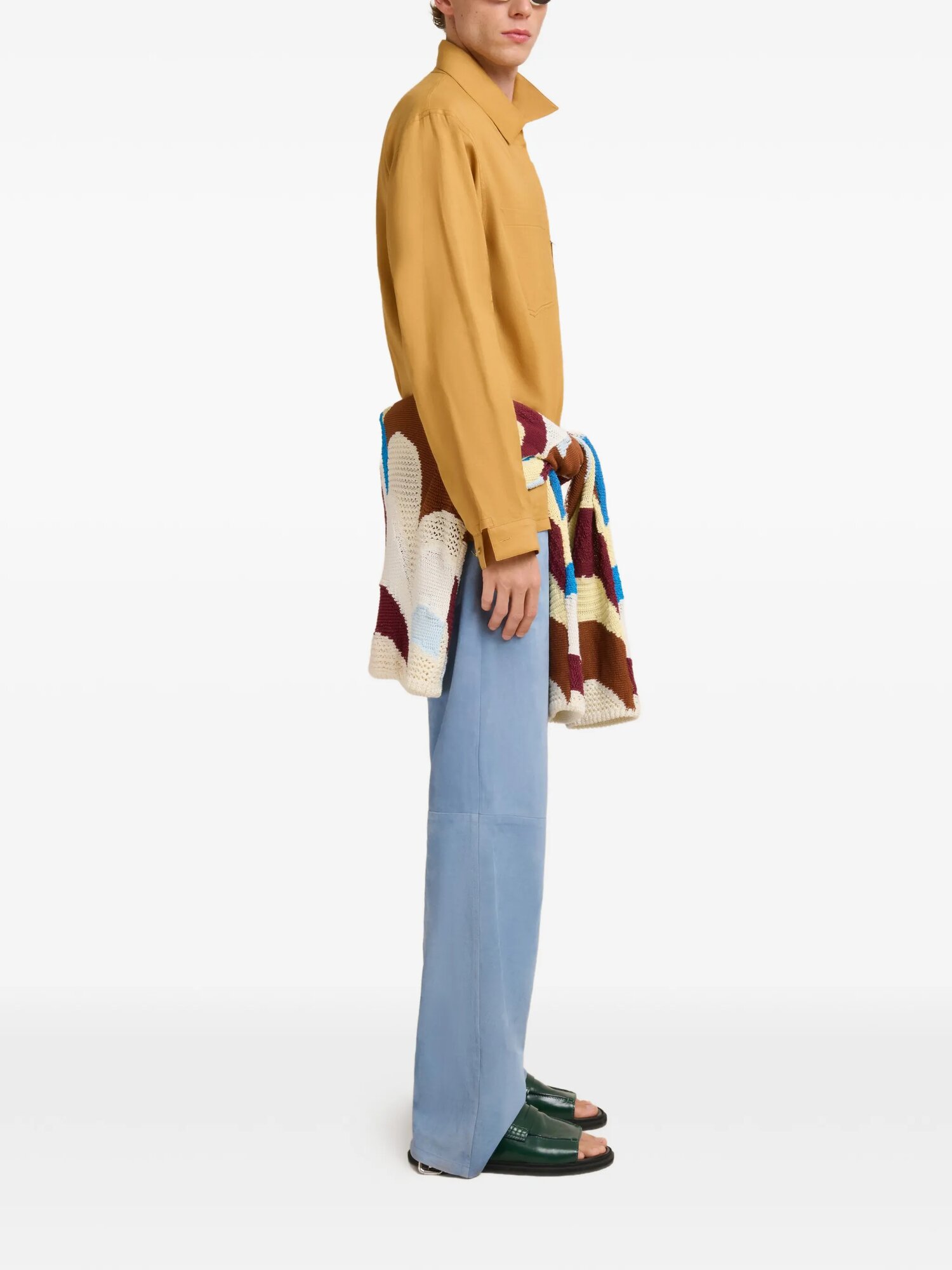 Рубашка Marni Zip Pocket Waves Logo Shirt, размер 44, yellow — фото 1