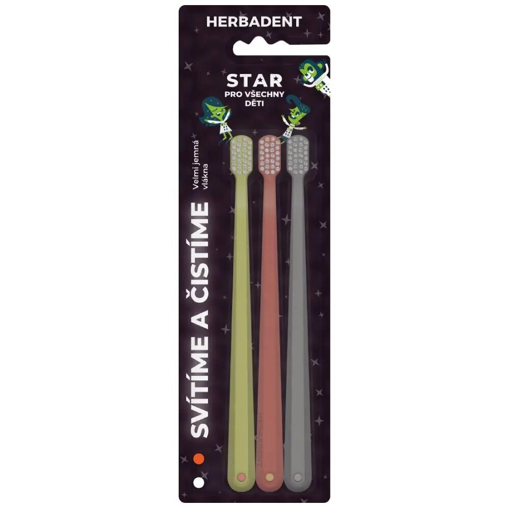 HERBADENT Набор детских ультра мягких зубных щеток Star, 3 щетки в наборе