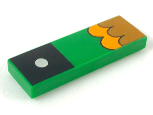 Деталь Lego 63864pb074 Tile 1 x 3 with Medium Nougat and Dark Orange Feathers, Black Square with White Dot Pattern (Hawkodile Wing)