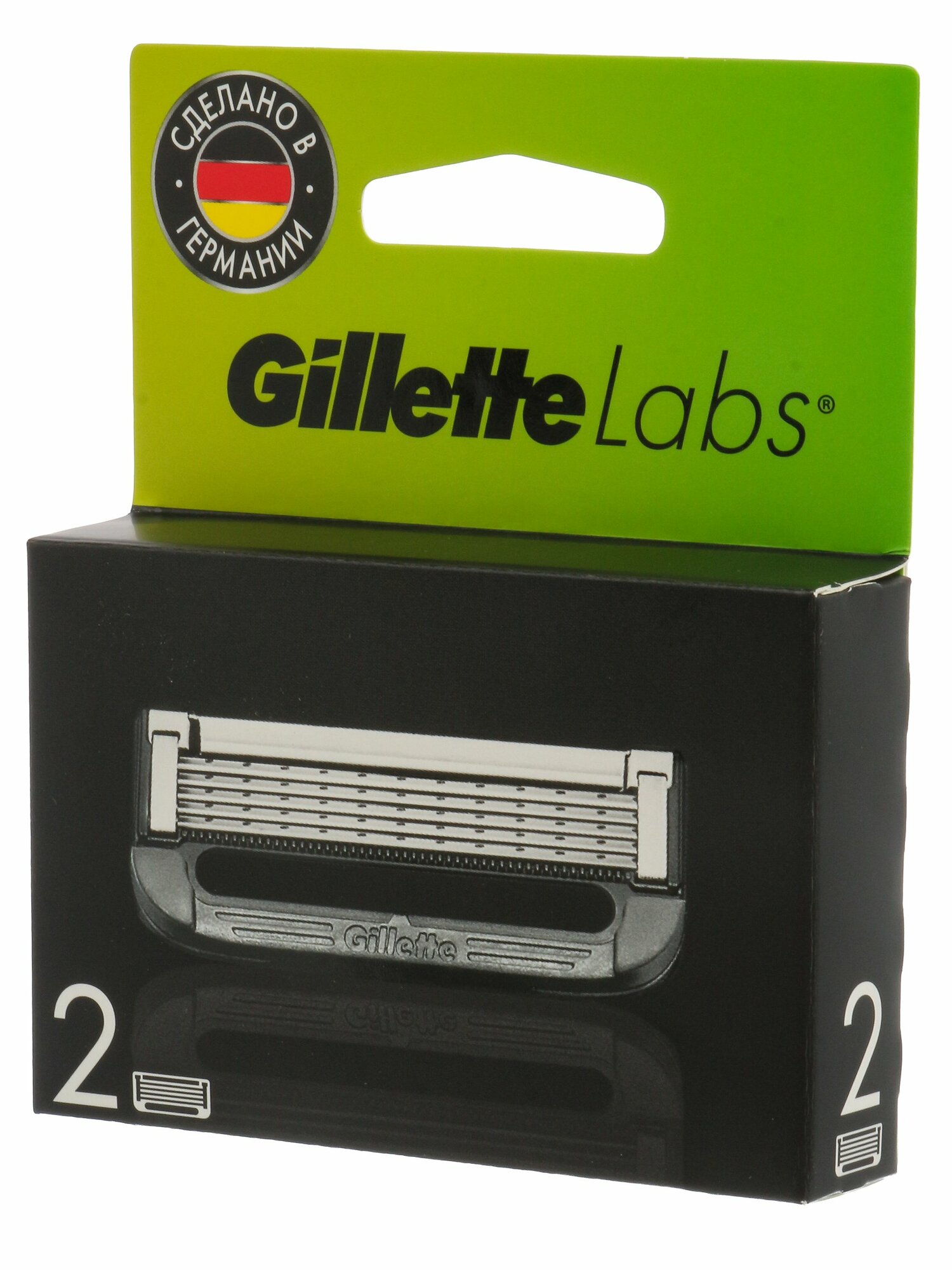 Сменные кассеты для бритв Gillette Labs для мужчин, 2 штуки. Оригинальные лезвия для комфортного и чистого бритья