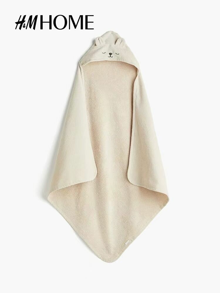 Полотенце детское h&m kids' hooded, Хлопок, 70x130 см, бежевый, светло-бежевый