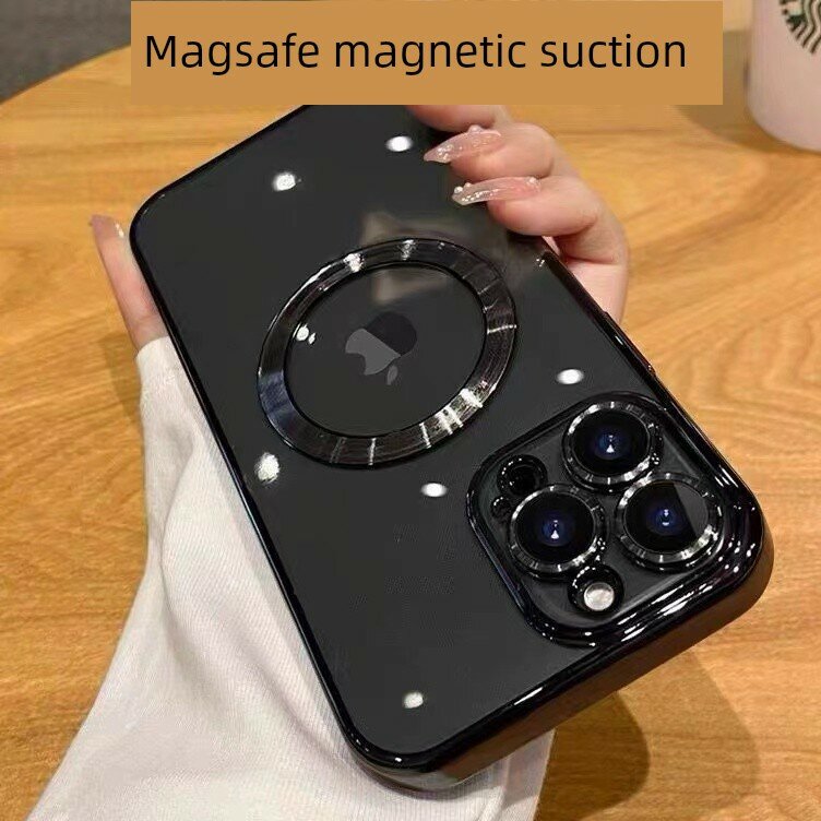 IPhone 13 MagSafe Магнитный Мягкий Чехол с Защитой Объектива, Черный (Полная Защита, Стильная Отделка)