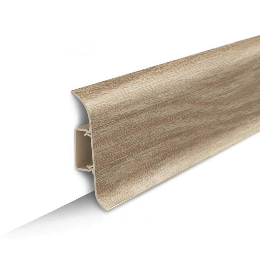 Пластиковый плинтус Идеал Classic 55 мм Дуб белёный 203, 1 шт.