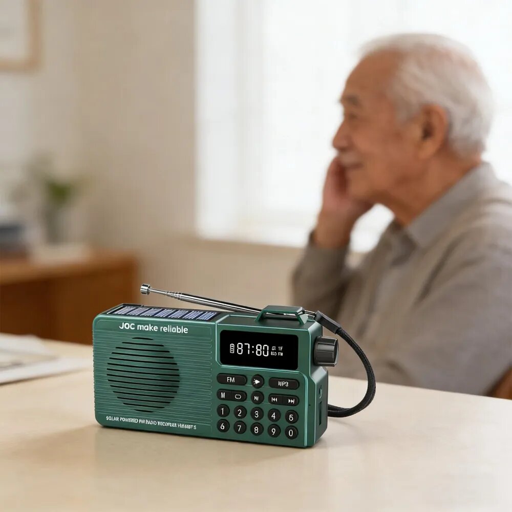 Milochic Магнитола 6166 Зеленый Портативный FM/УКВ Радиоприемник с MP3, Bluetooth, USB, microUSB, дисплеем и аккумулятором — фото 1