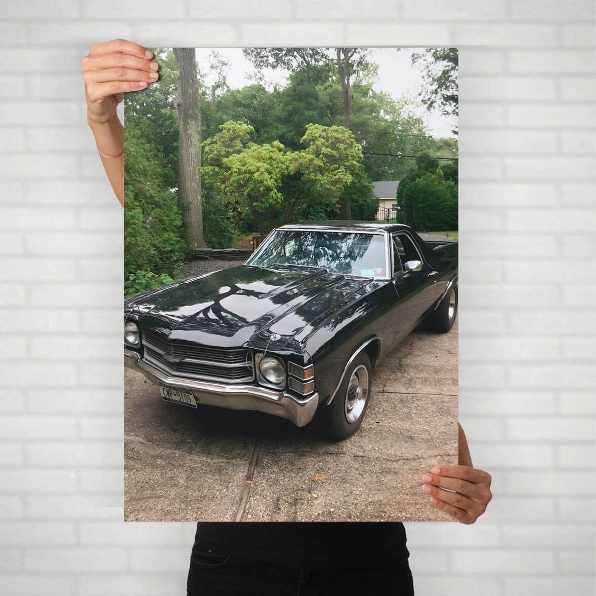 Плакат на стену для интерьера Лоурайдер (Chevrolet El Camino 18) - Постер по тюнингованным автомобилям формата А2 (42x60 см)