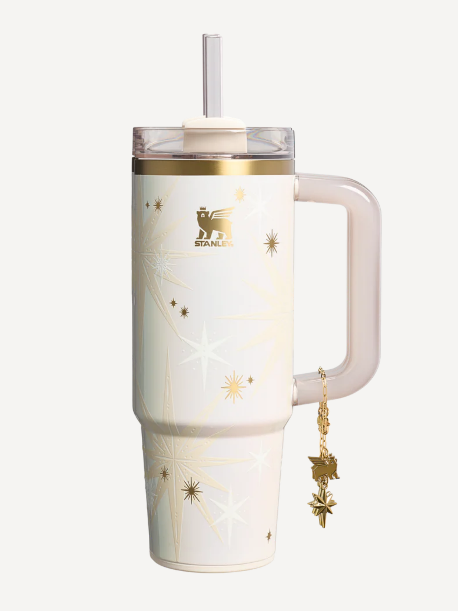 Термокружка Stanley Quencher H2.0 Luxe FlowState 0.89 л (30 oz), с трубочкой, цвет светло-перламутровый с мерцанием (Starlight Shimmer), оригинал США