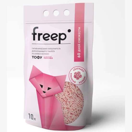 Наполнитель для кошачьих туалетов Freep " Тофу Персик, 10л.