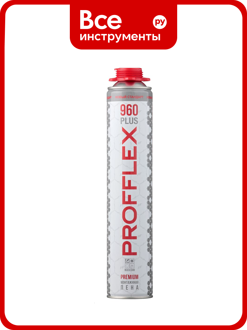 Пена монтажная PROFFLEX 960 00478, деревянный, универсальный, под пистолет, всесезонная, светло‑желтого цвета