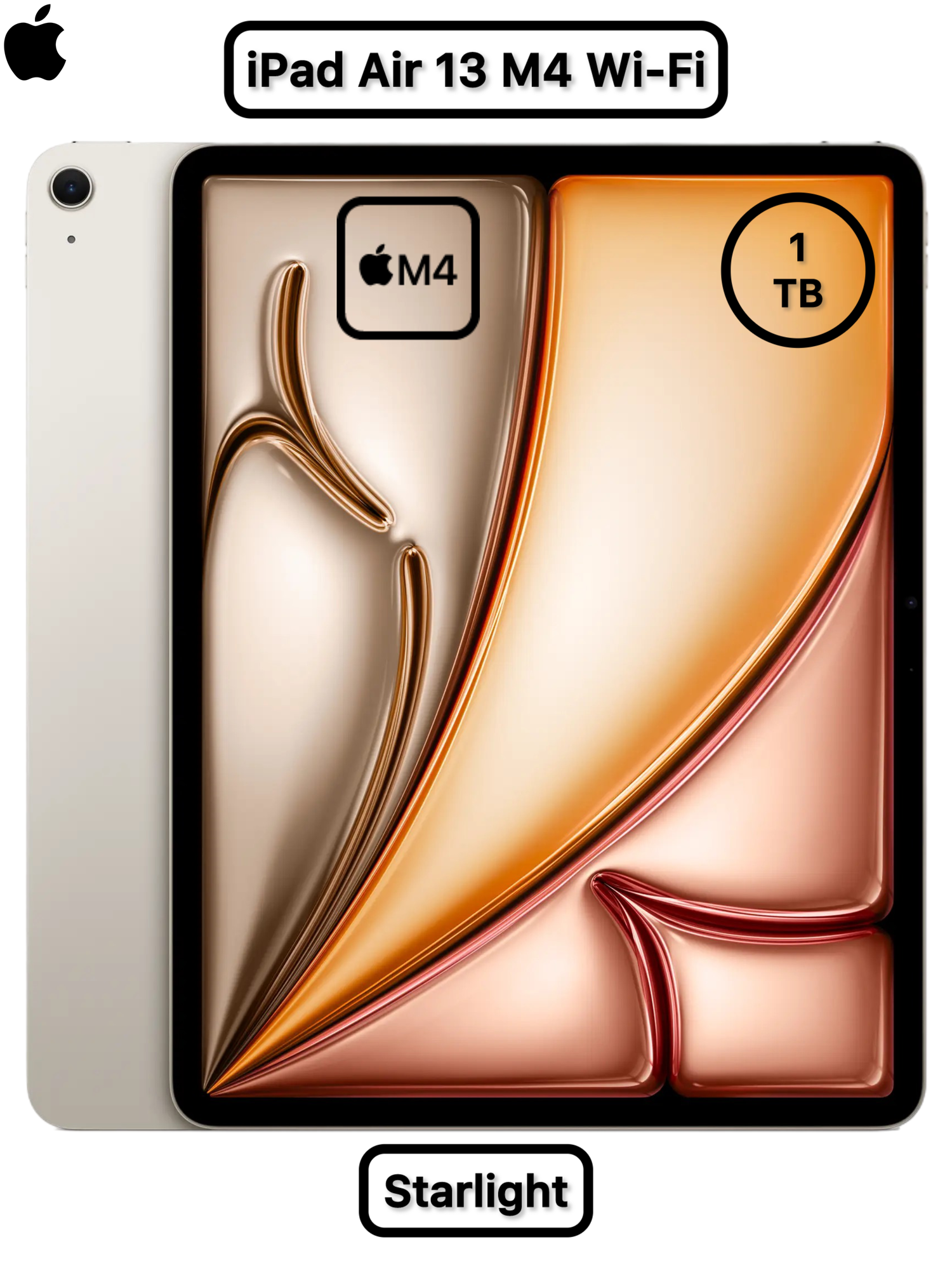 Планшет Apple iPad Air 13 M4 2026, Wi-Fi 1TB, Starlight (бежевый), 12 ГБ/1024 ГБ