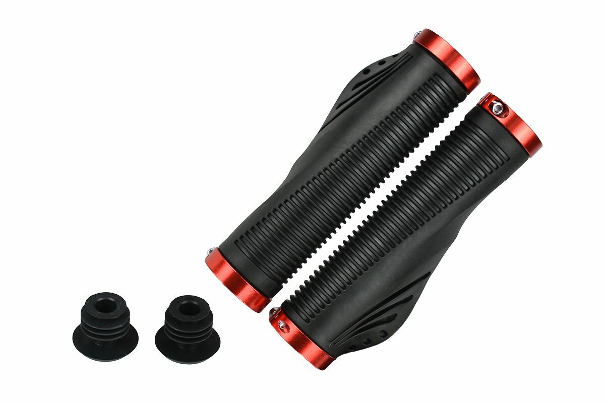 Грипсы MTB VDG8003, 135мм, анатомические с 2 грипстопами под шестигранник, черно-красные