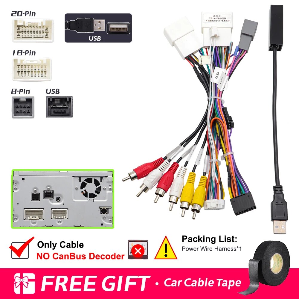 Кабель для автомагнитолы Mitsubishi Xpander Pajero Outlander Lancer EX, проводка Only Cable-USB