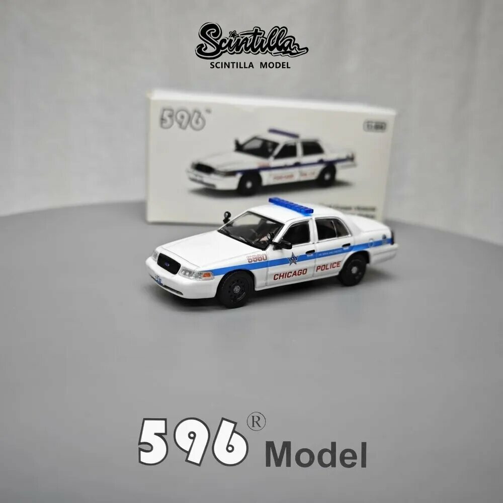 Машинка 596 Model 1/64 #Ford Crown Victoria Chicago lllinois Pollce Литой под давлением автомобильной модели