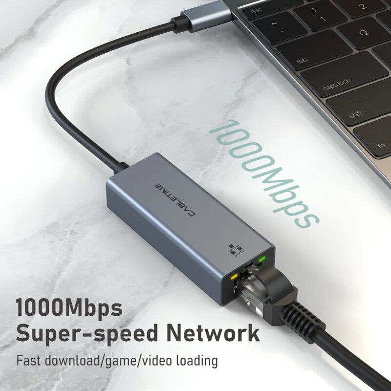 CABLETIME USB C сетевой адаптер Gigabit — фото 1