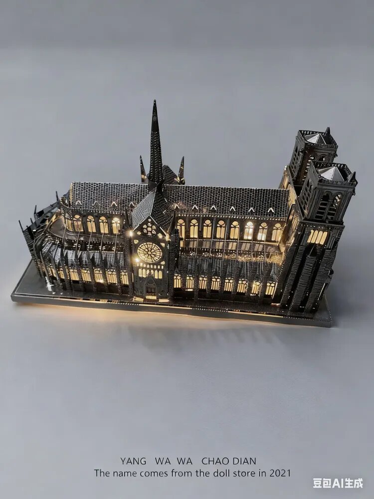 Модель_Собор_Парижской_Богоматери Алюминиевый_сплав 11.5x4.5x7.5_см 3D