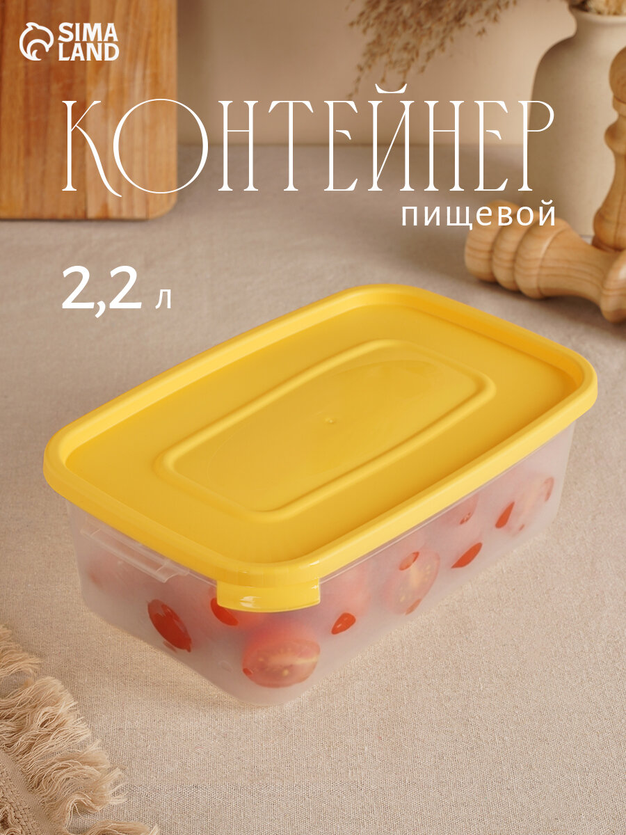 Контейнер пищевой для хранения еды «Каскад», 2,2 л, пластик, прозрачный, крышка микс