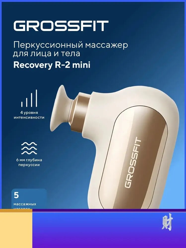 Премиум беспроводной ударный массажёр Recovery R2 mini для проработки головы, лица, спины, шеи, плеч и ног, используется как перкуссионный пистолет для тела.