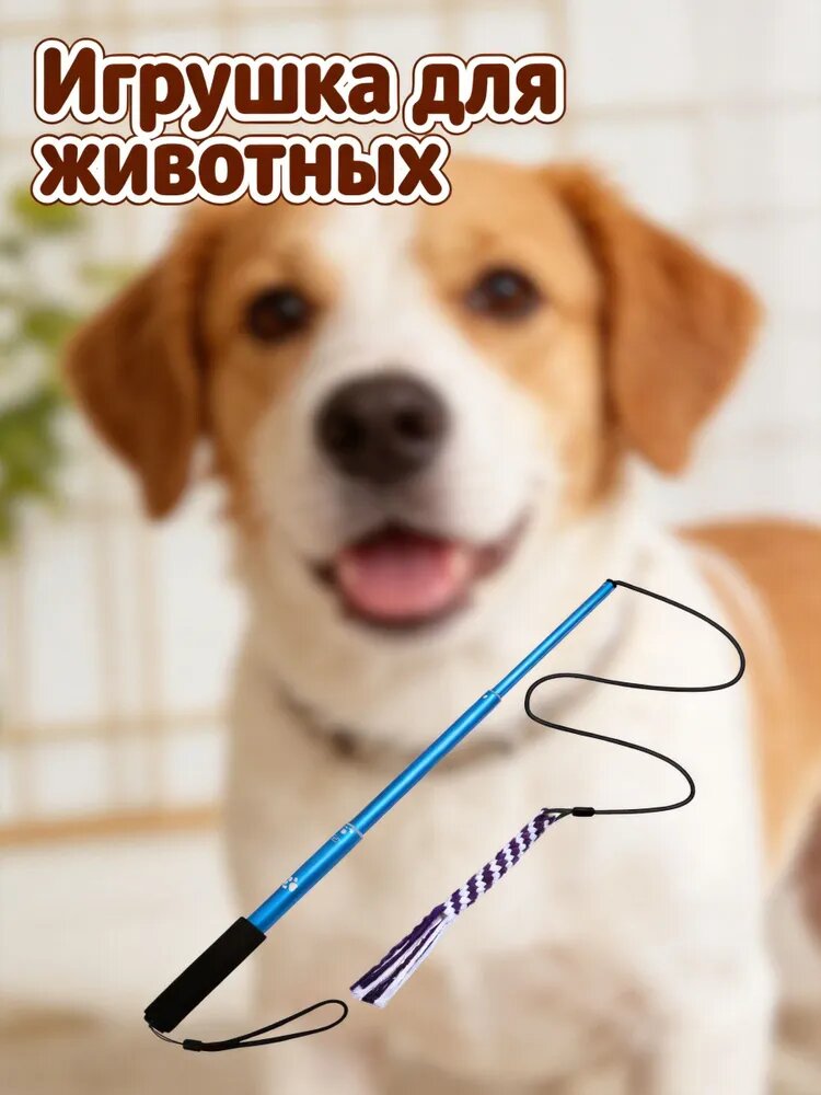 Интерактивный удлинённый игровой жезл для собак ueetek синего цвета для дрессировки и игр