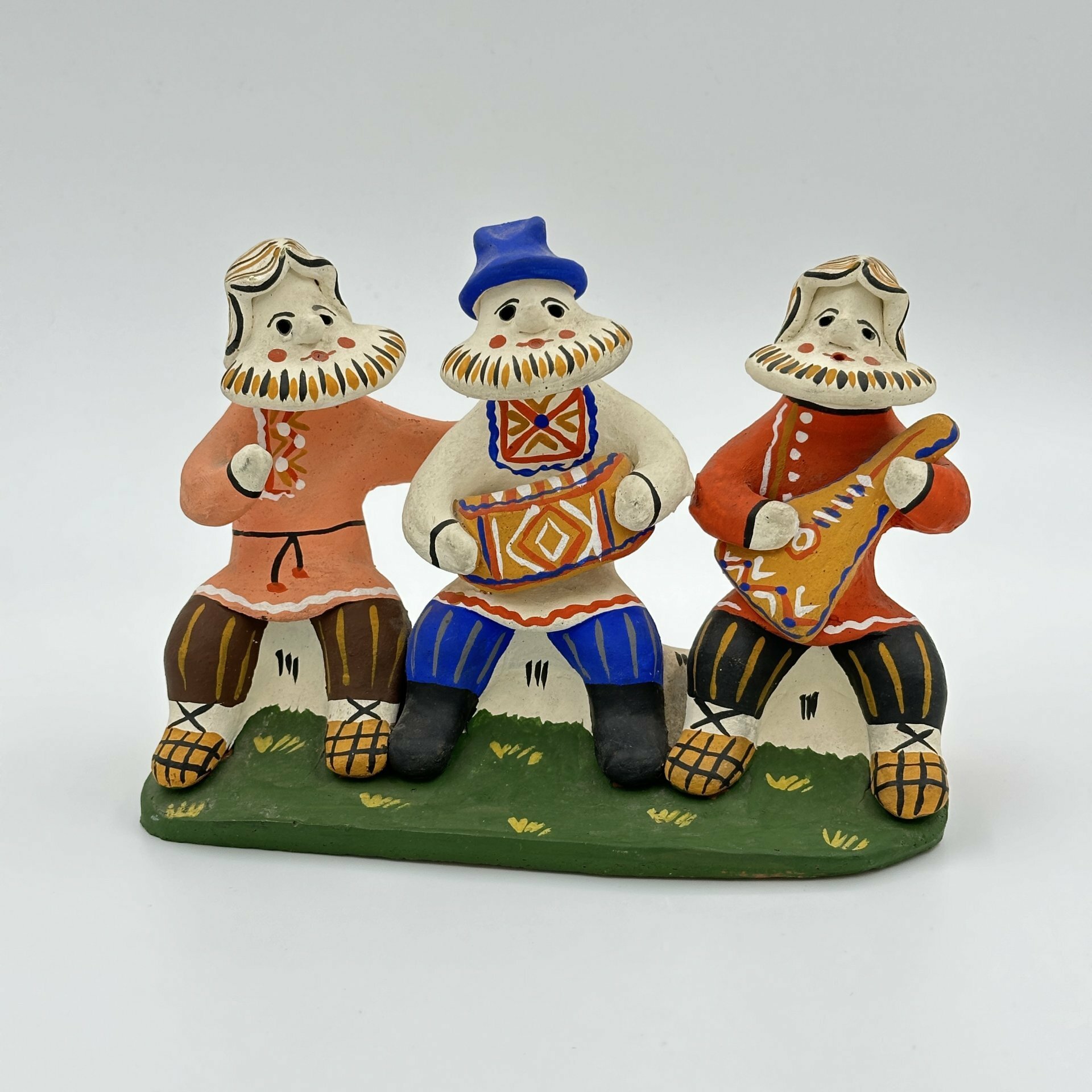 Игрушка каргопольская "Три певца", глина, роспись, Россия, 1980-2000 гг.