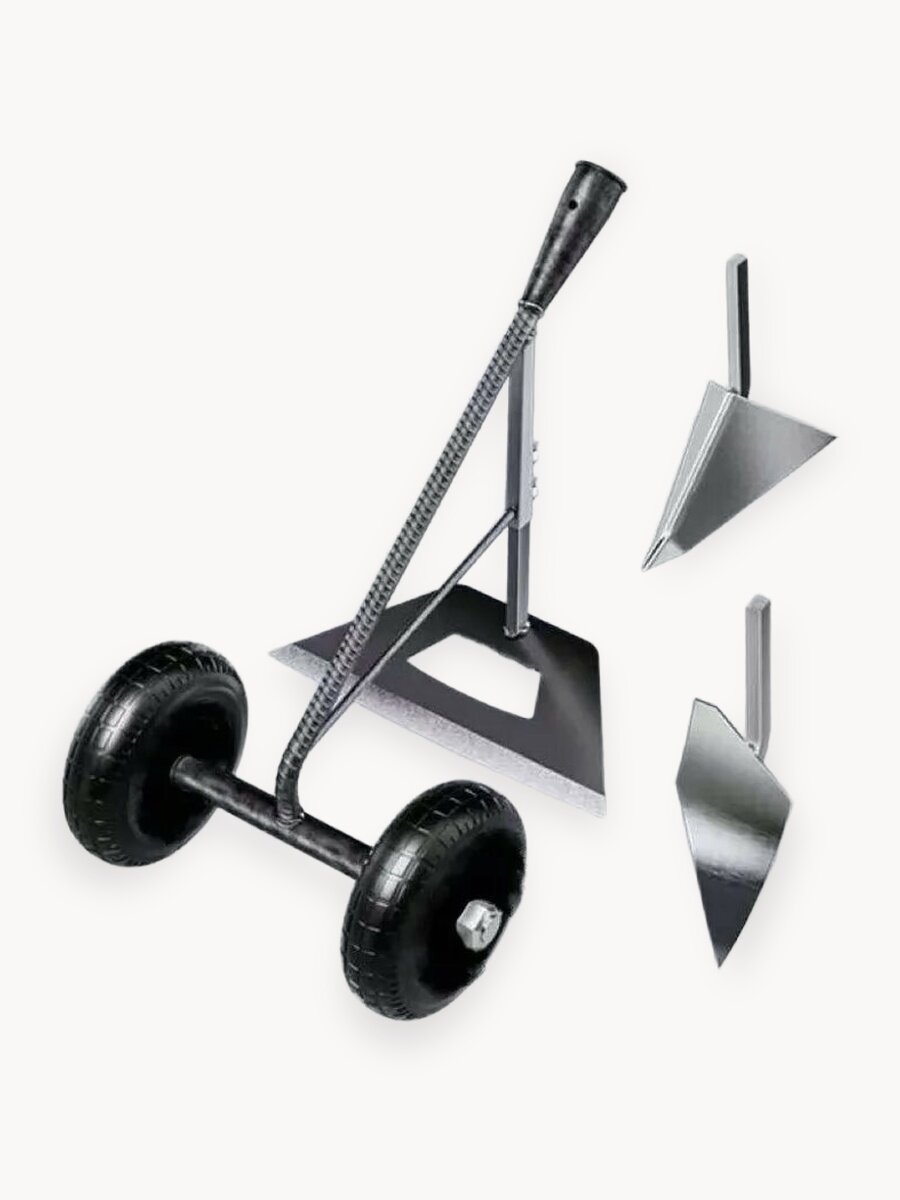 Окучник ручной "Три в одном", сталь, двухколесный инструмент