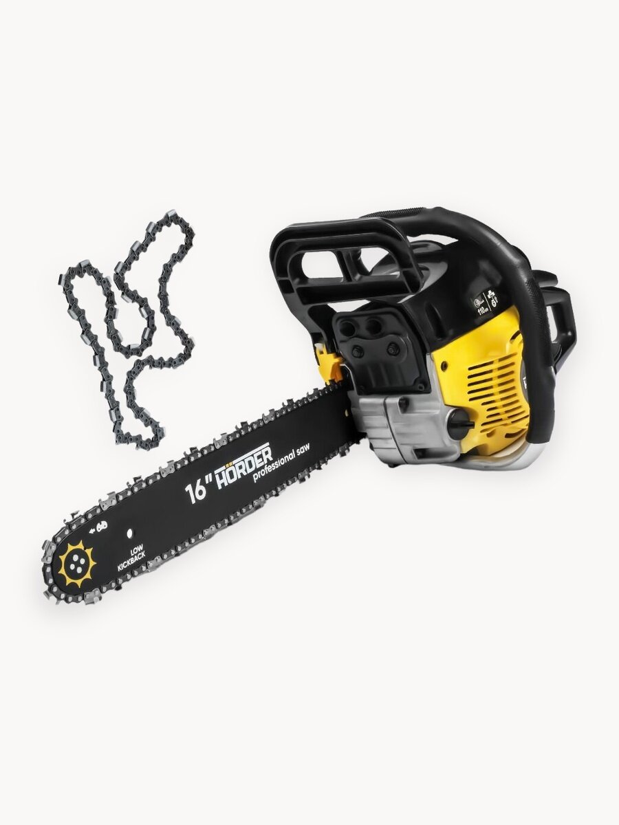 Бензопила цепная бензиновая HORDER (52 см3, 6,8 л. с, 5 кВт, 13500 об/мин)