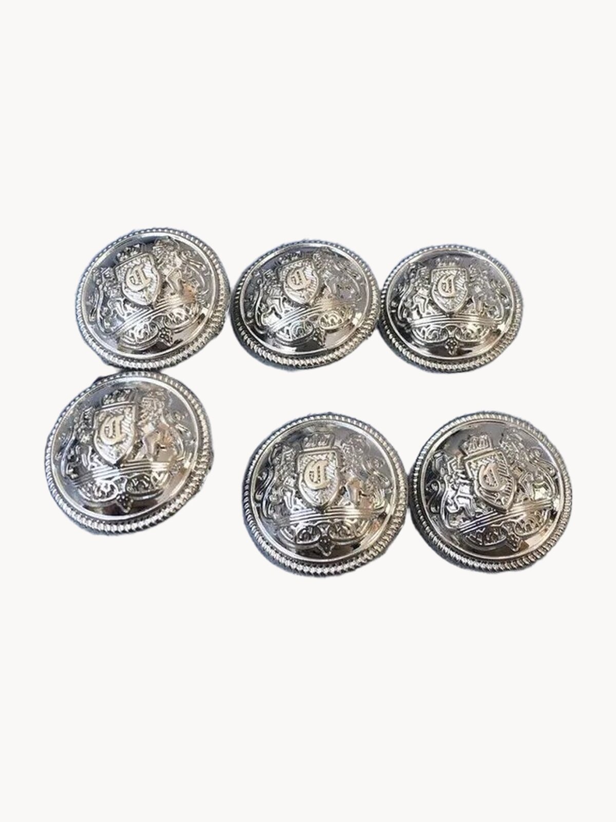 Декоративные металлические пуговицы на ножке с гербом диаметр 20 мм, 6 штук в упаковке