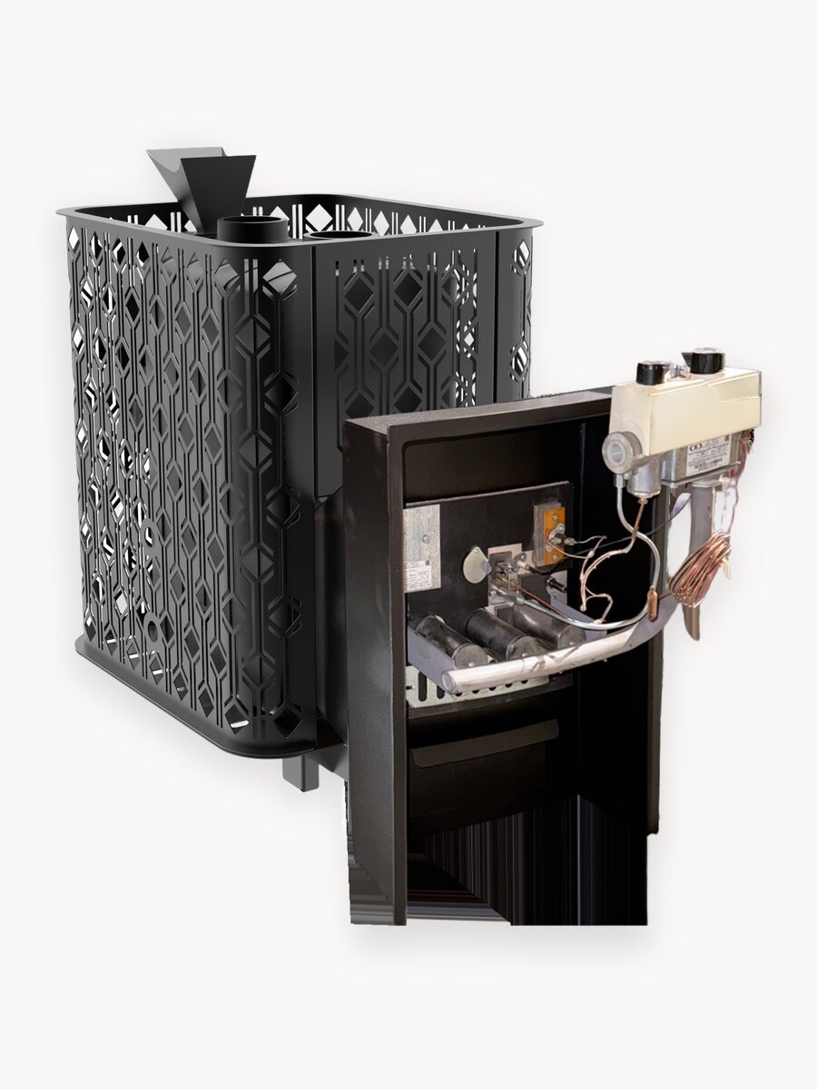 Чугунная печь "Verona" 18 ГАЗ Закрытая каменка Aisi 304, УГ в комплекте