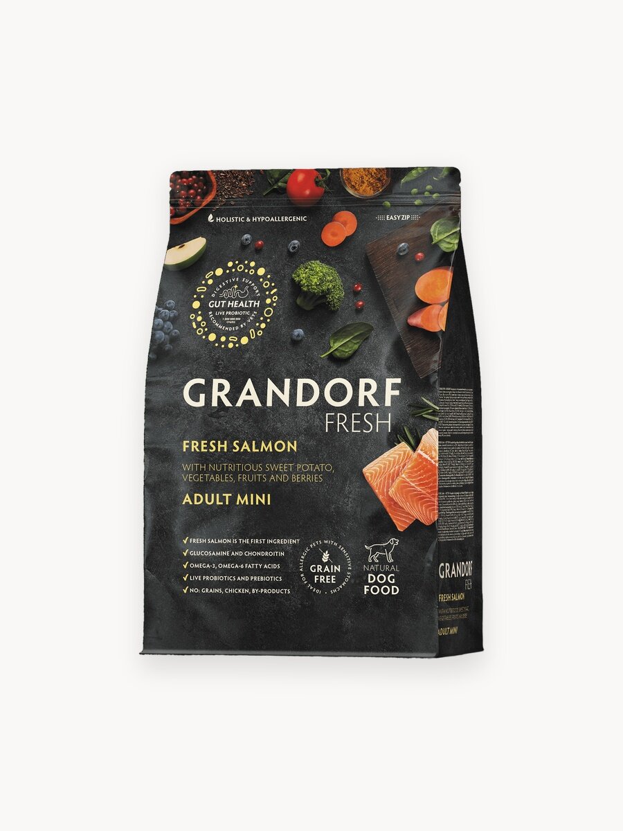 Корм для собак мелких пород Grandorf FRESH Филе Лосося с Бататом 1 кг