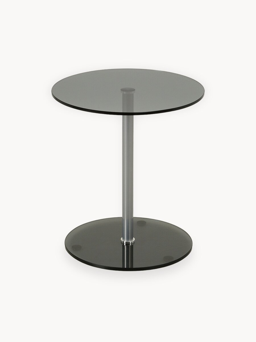 Стеклянный журнальный столик Эдита серый/серебро (D40)