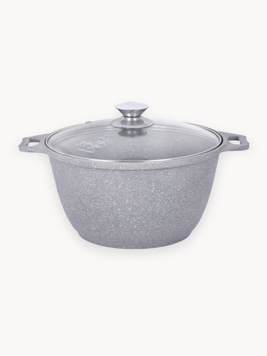 Кастрюля Kukmara 3л со стеклянной крышкой Светлый мрамор (кмс32а)