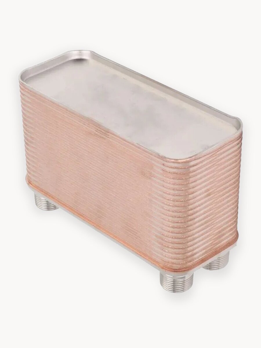 Паяный пластинчатый теплообменник из 40 медных пластин 19x11x7 см