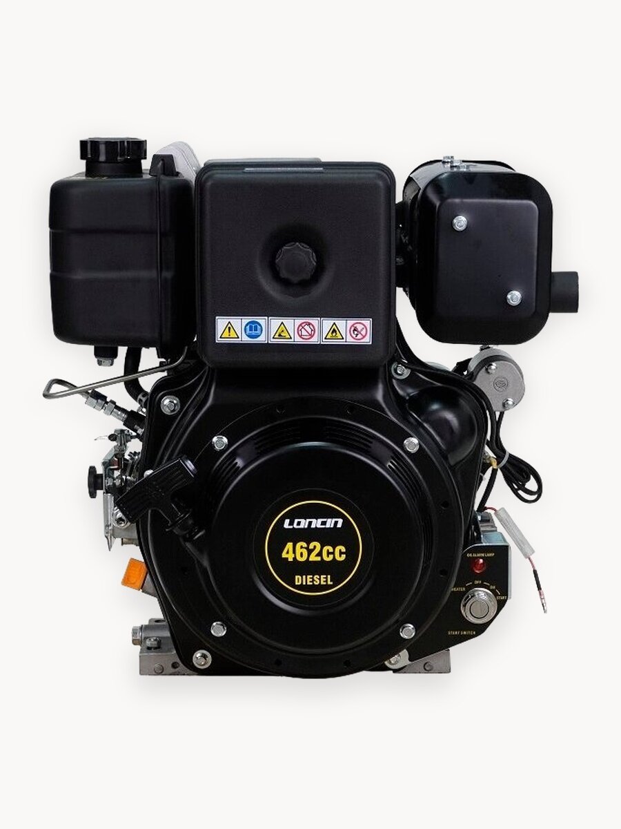 Двигатель дизельный Loncin Diesel D460FD (10.5л. с, 462куб. см, вал 25мм, ручной и электрический старт, катушка 5А)