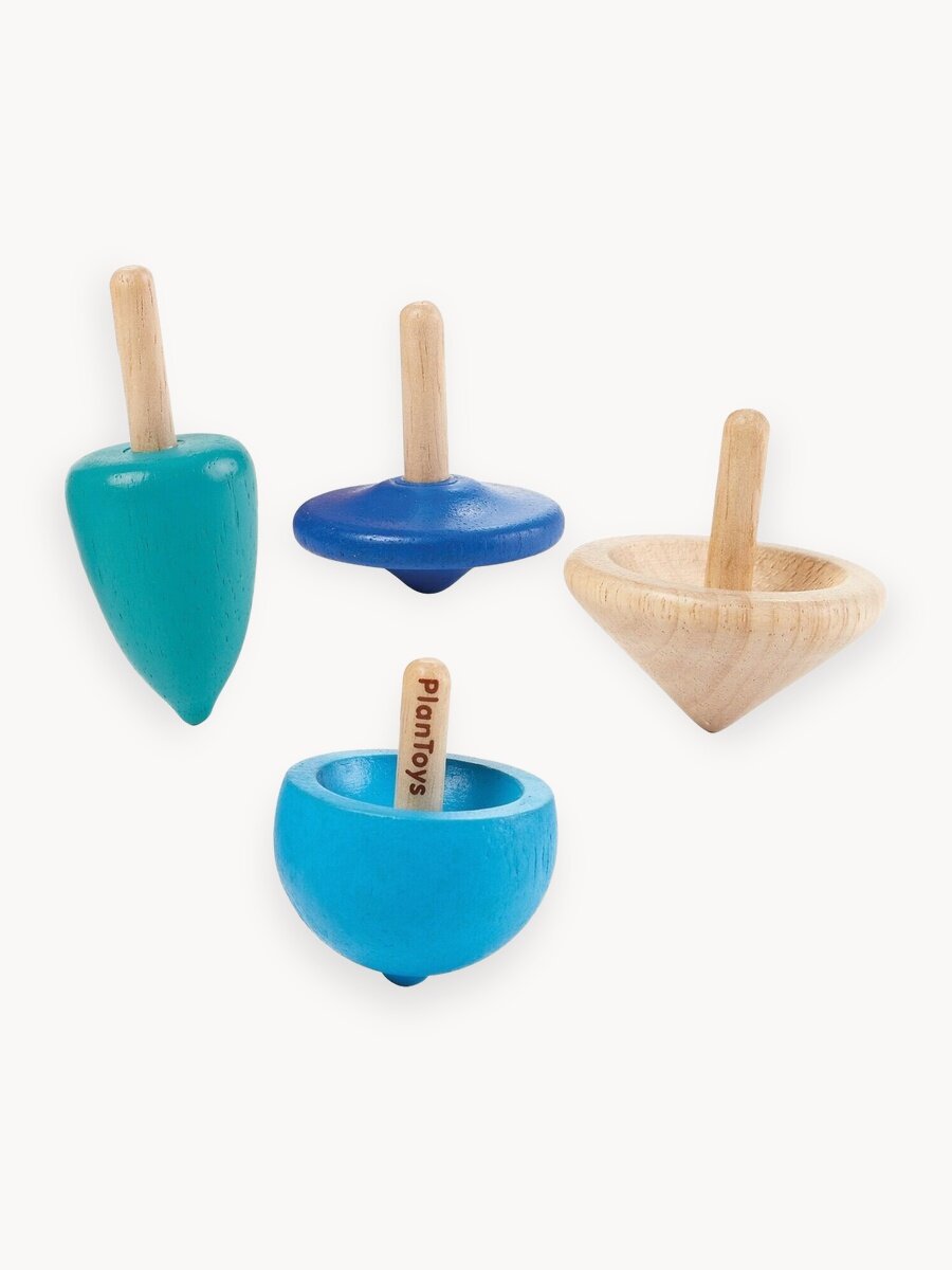 Настольная игра Plan Toys Волчки, 4 волчка, разный дизайн, 4132