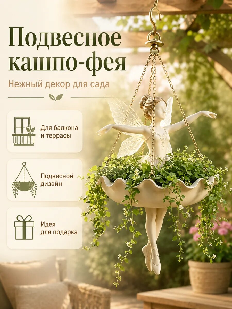 Кашпо подвесное Фея горшок для цветов декор