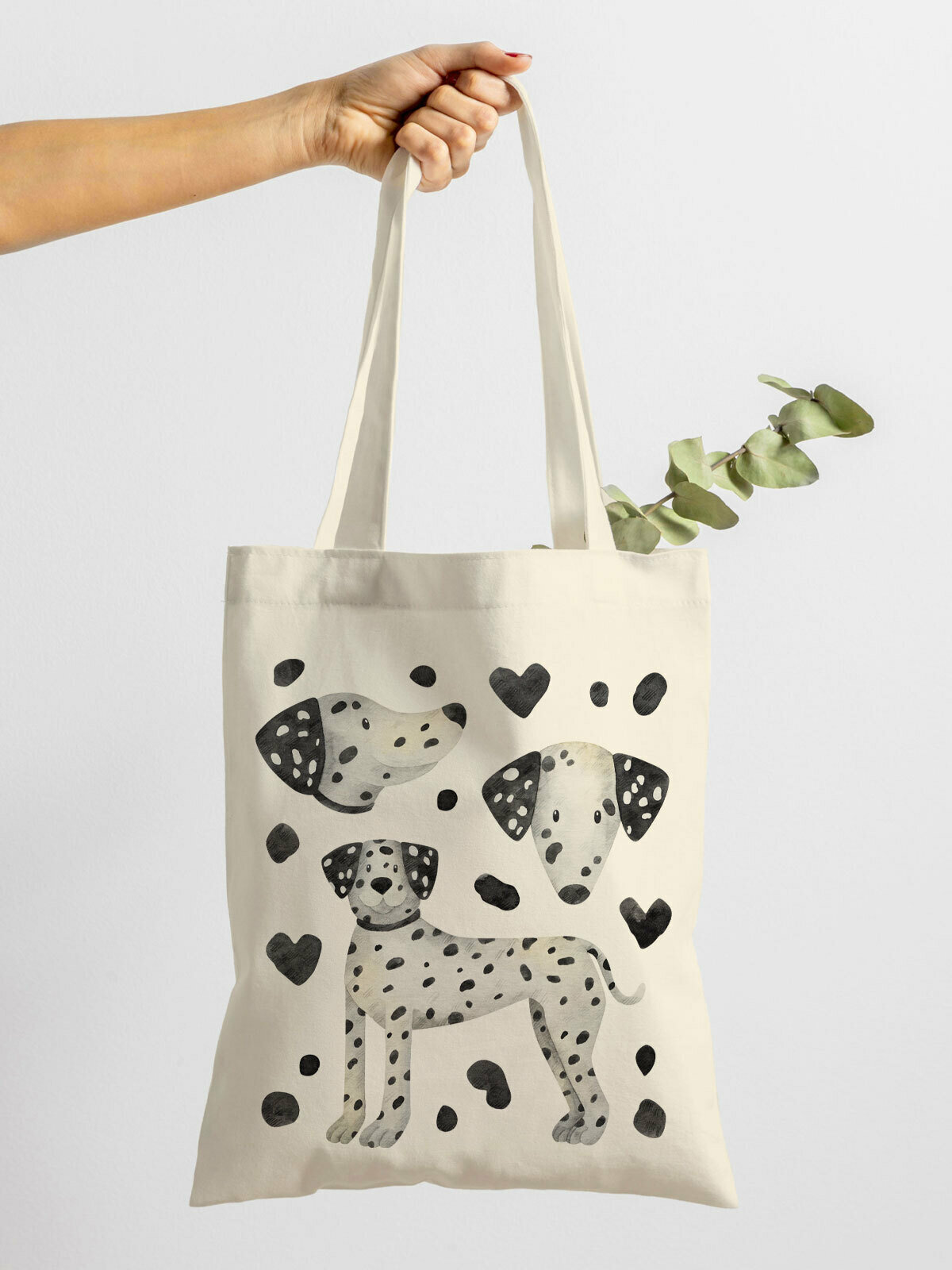 Сумка шоппер шоппер с принтом "Далматин", шопер авоська холщовая с рисунком в подарок