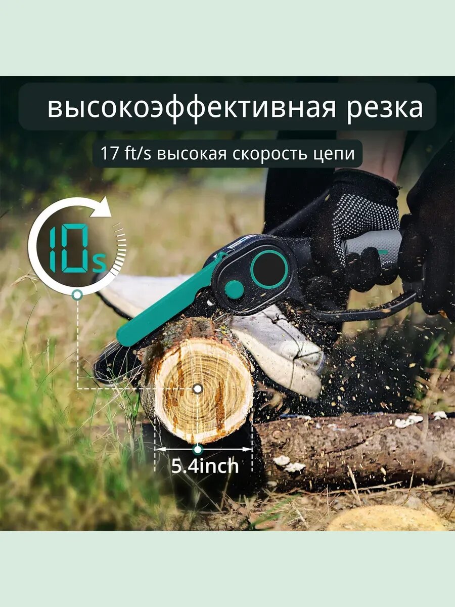 Мини-бензопила Home, зеленая