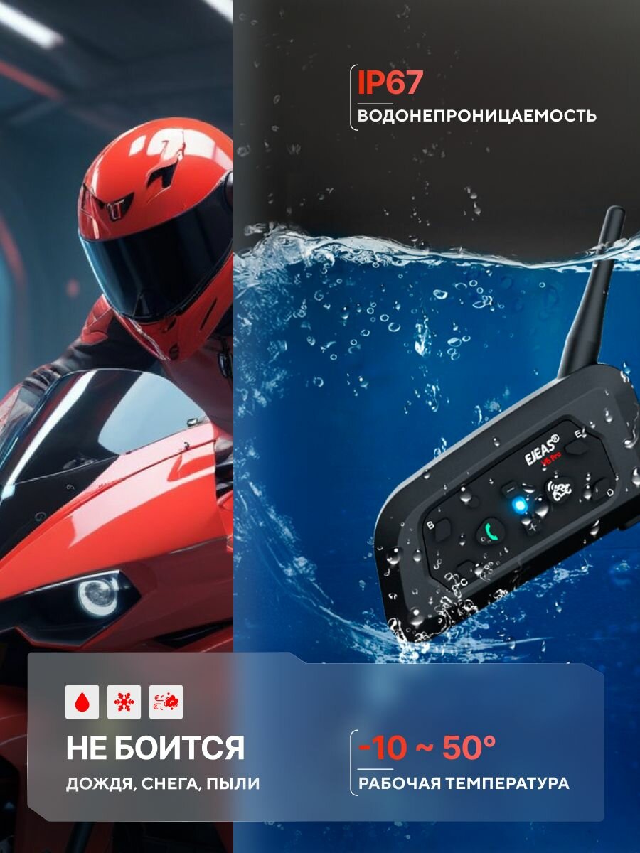 Bluetooth мотогарнитура EJEAS V6 Pro — фото 1