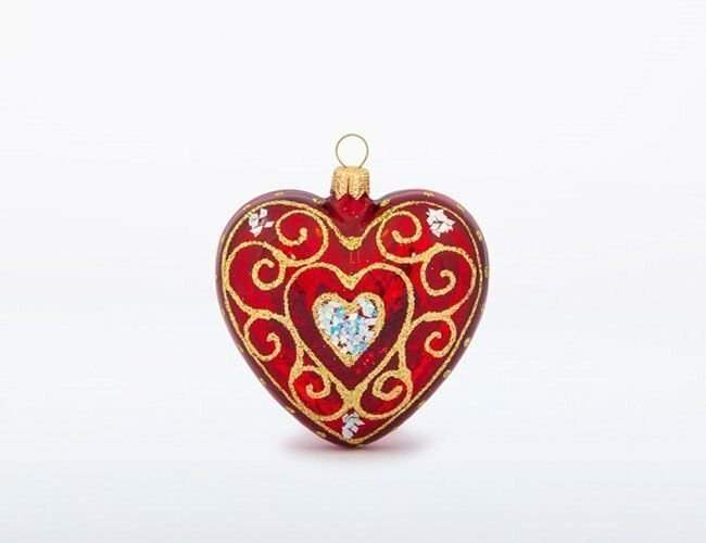 Ёлочное украшение сердечко ажурное, красное, 65 мм, Елочка С1290-кр